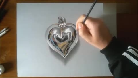 素描基础教程- 心形吊坠的3d画