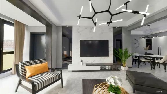 室内小清新简约风设计漫游动画