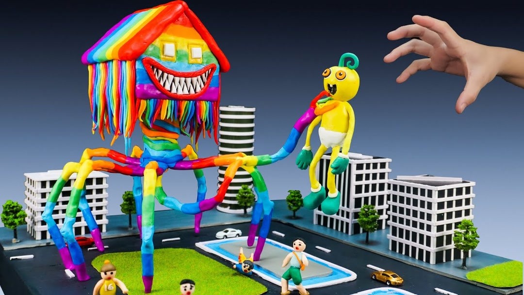 黏土模型:用聚合物黏土制作彩虹路灯头和长腿宝宝!