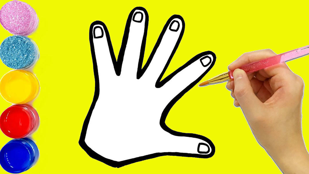 太奇妙!如何2分钟画出闪亮大手掌简笔画?学色彩英语儿童玩具