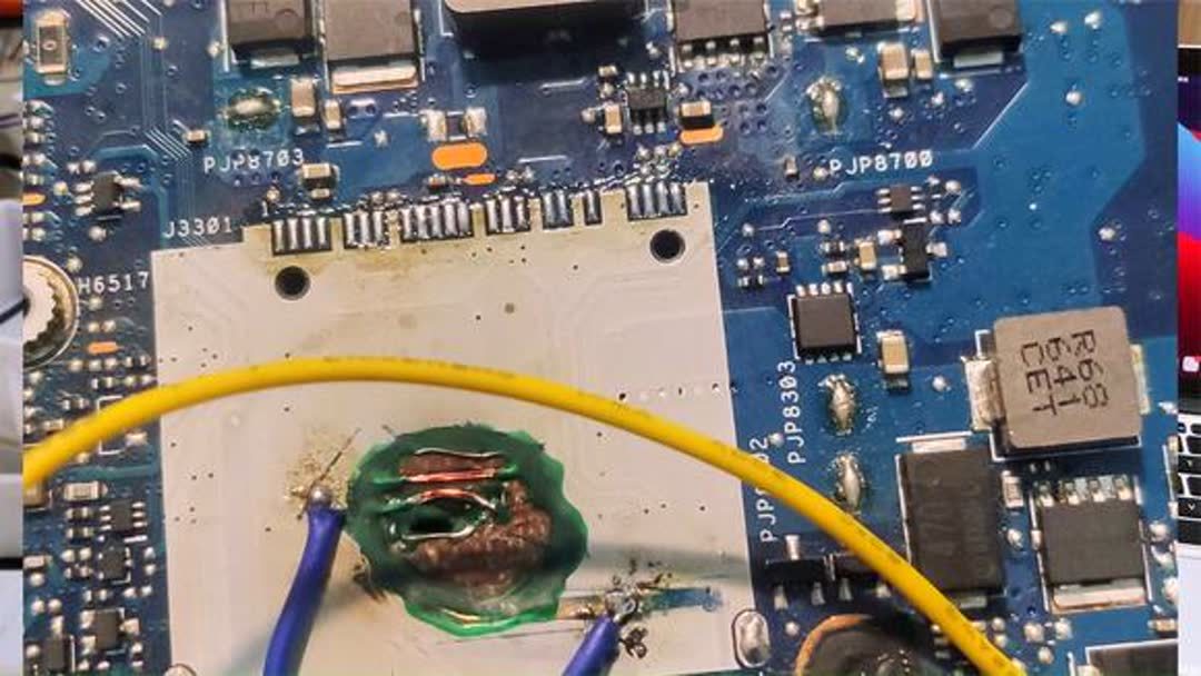 笔记本进水主板烧穿,师傅辛苦修开机,结果却是竹篮打水一场空