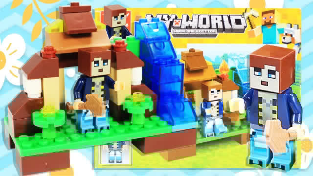 我的世界积木迷你场景一间小木屋与木铲人仔