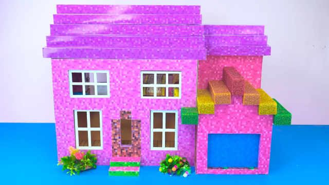 DIY迷你娃娃屋,我的世界粉色小木屋