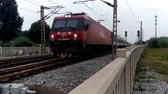 京广线 北京西-西宁西 T175次列车高速通过窦店 HXD3D 0096