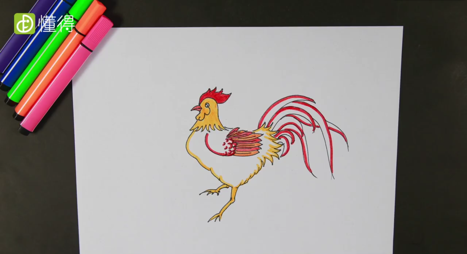 公鸡简笔画教程,教宝宝轻松学画画!