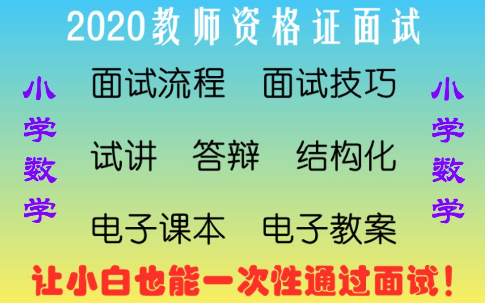 试讲+答辩—2020小学数学教师资格证面试试讲答辩结构化中公华图...