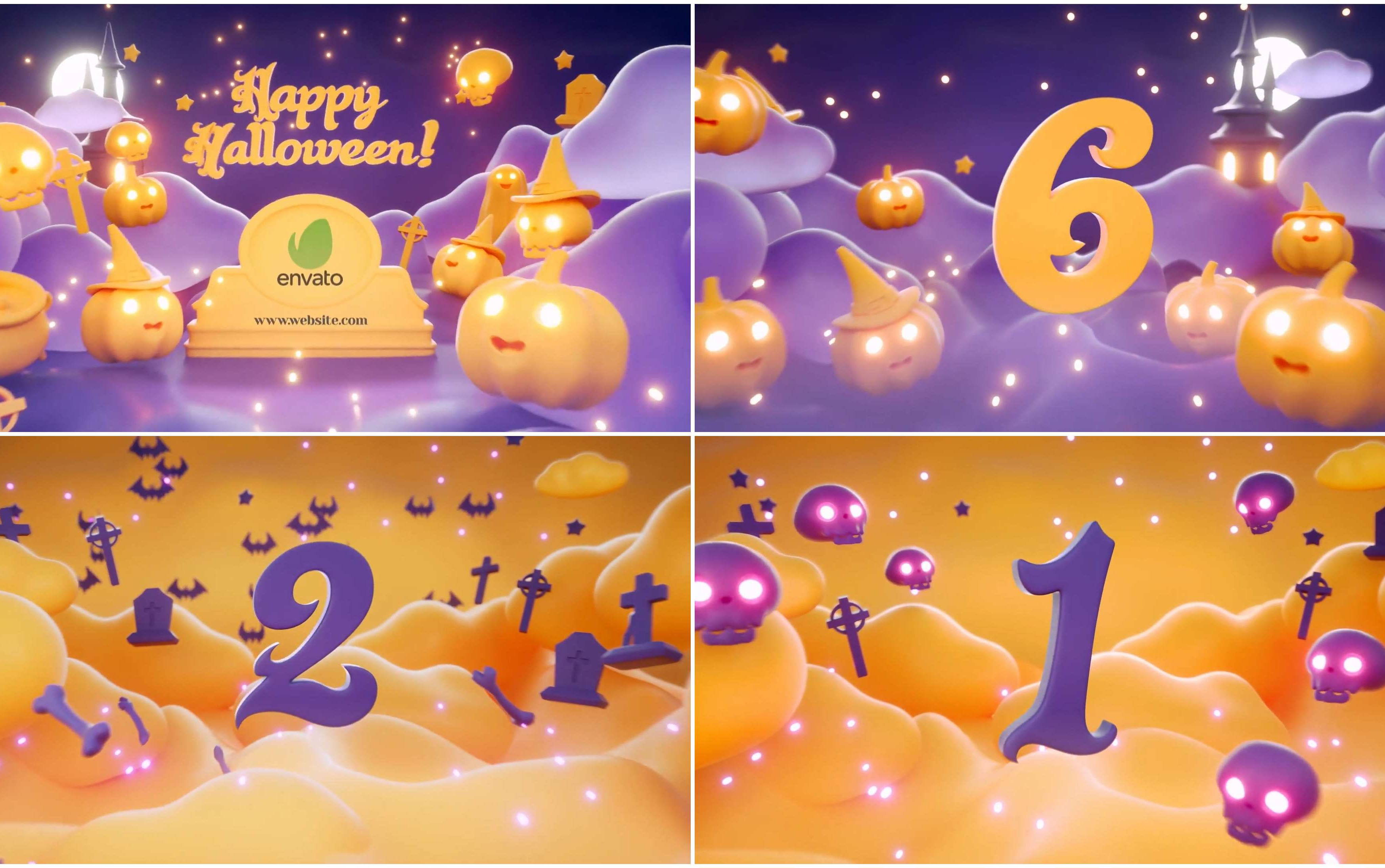 AE模板-万圣节节目倒计时片头开场倒计时模板