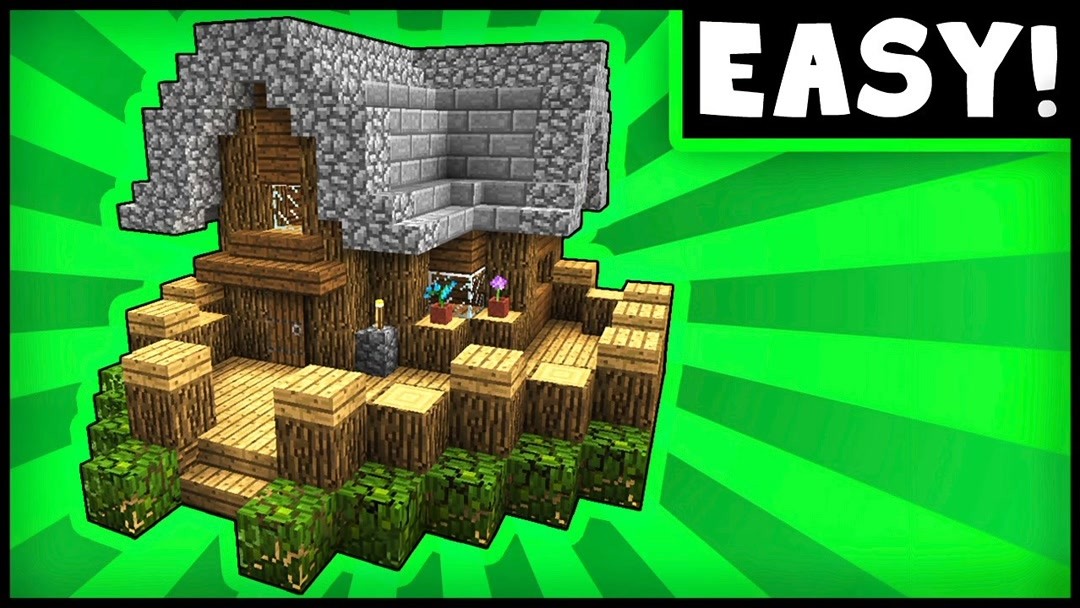 带门廊的简陋小屋模型!我的世界