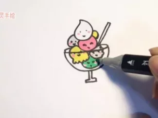 夏天到了!可爱的冰激凌简笔画手绘过程,手把手教你画,喜欢收藏