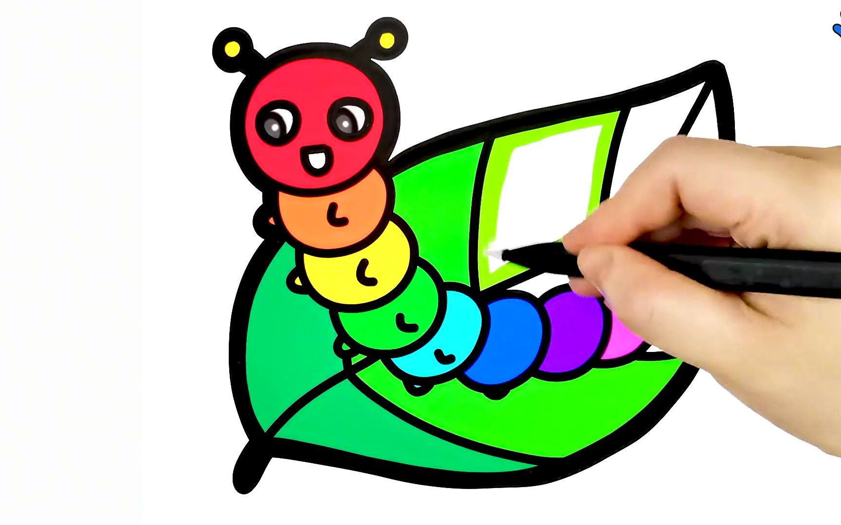 趣味填色 儿童简笔画 七彩毛毛虫 儿童简笔画 简笔画教程 幼儿简笔画