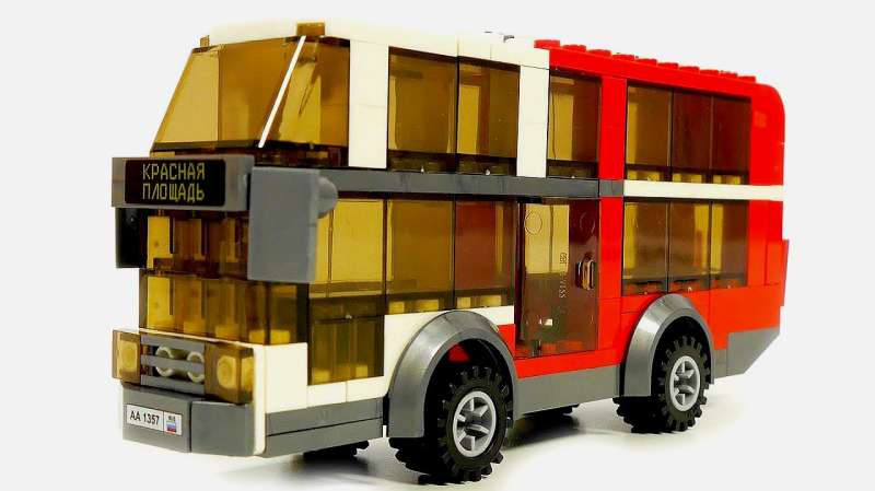 玩具积木组合双层公交车模型