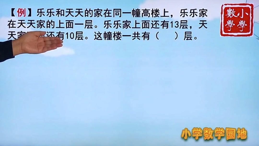 小学一年级奥数思维训练课堂 求大楼一共有多少层 其实是排队问题