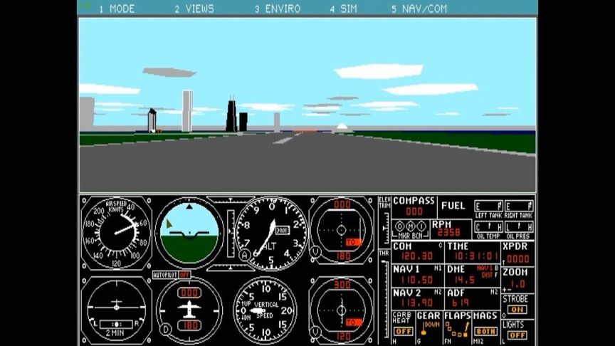 我在1992年第一次玩到微软模拟飞行,已经是第4代了。装在两张3