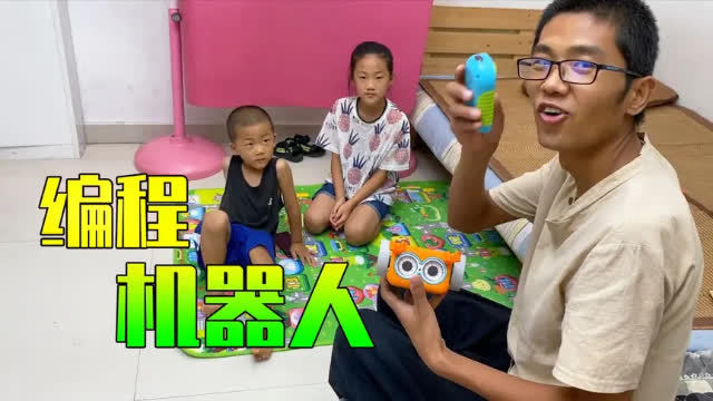 小学生第一次编程,能控制机器人吗?爸爸在旁边急得够呛