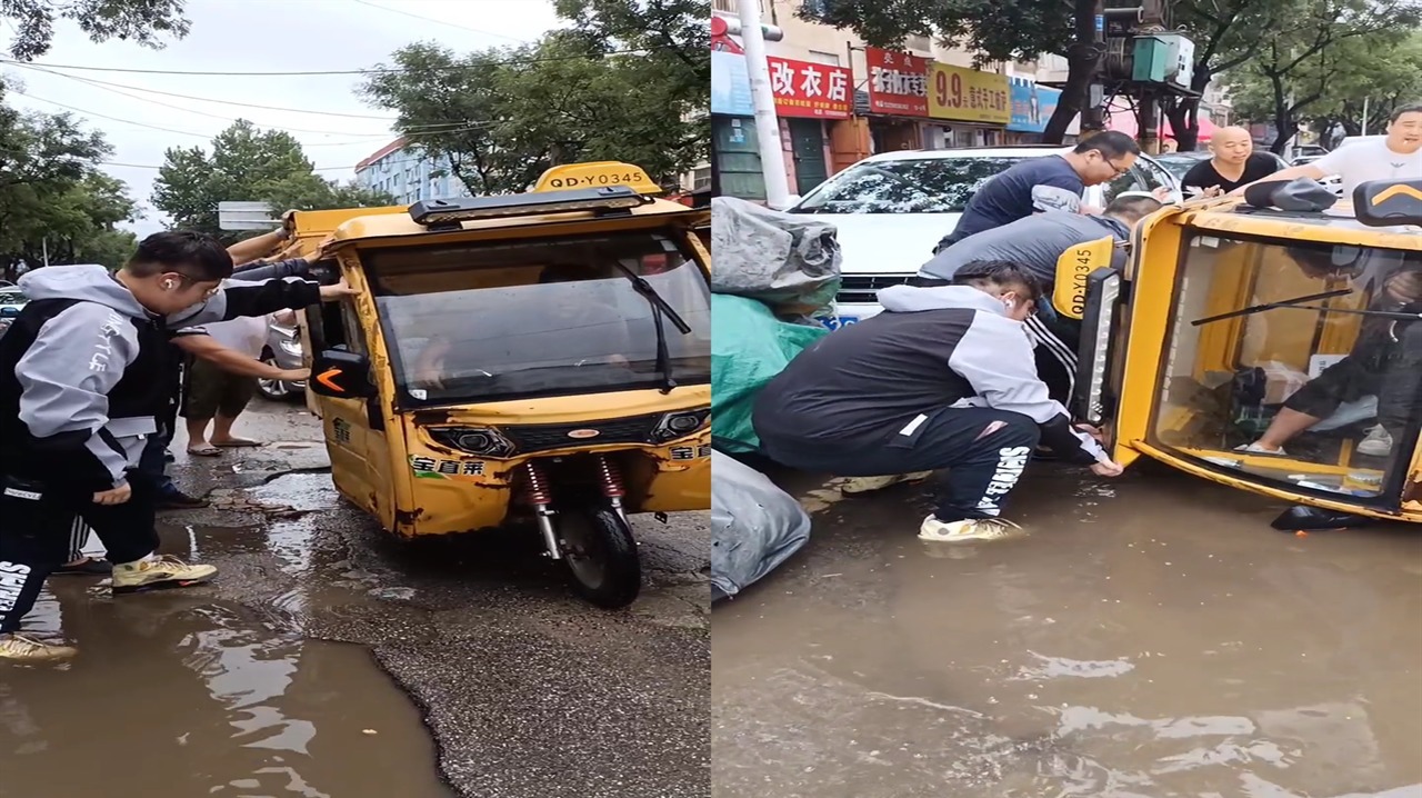 暖心!快递三轮车突然侧翻,下一秒群众的行为引得网友纷纷点赞
