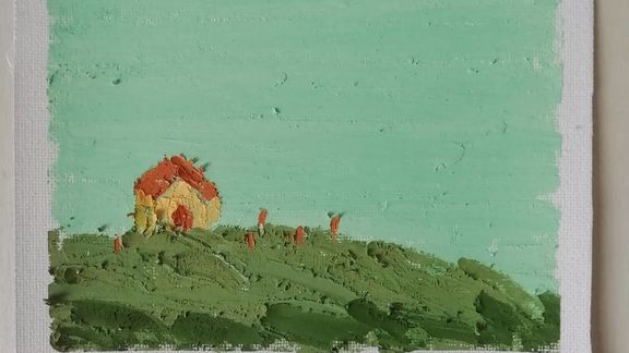 油画棒|两分钟速涂ins风风景画,这样的画简直太治愈了吧