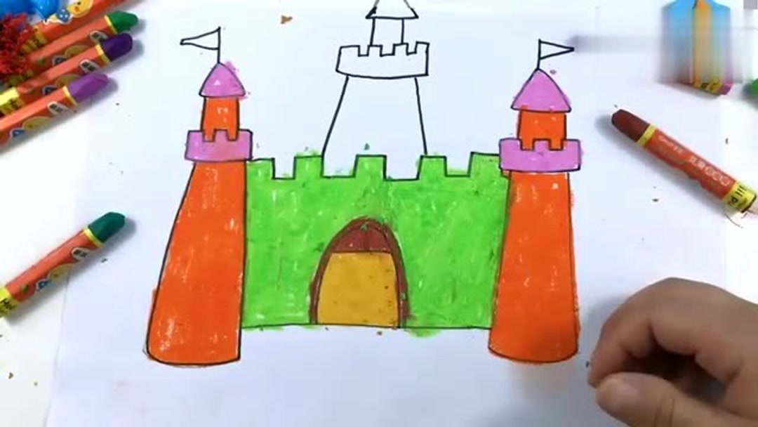 儿童绘画教程卡通简笔画之城堡6