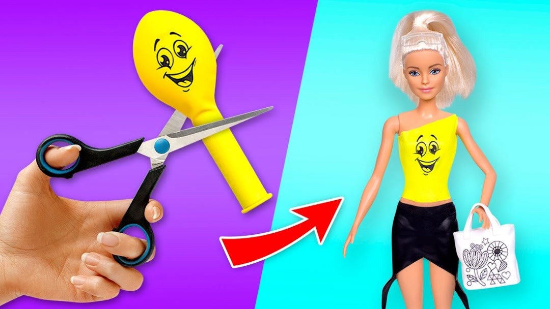 机灵小山姆:用气球为芭比娃娃制作不用缝的气球衣服,超级好看!