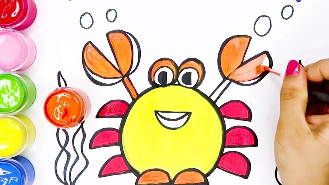 学习螃蟹的简笔画并为它上色