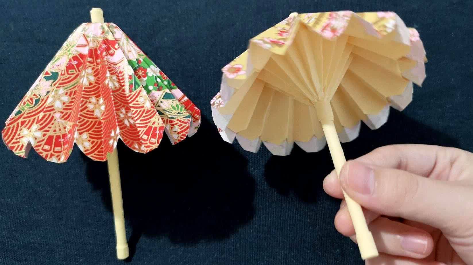 一把可以收缩折叠的迷你折纸小伞,和真伞相差无几!