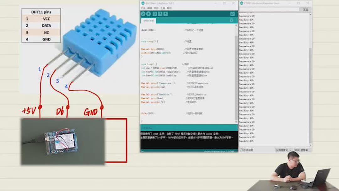 一颗小小的传感器加上简单的电路就可以测量环境的温度和湿度