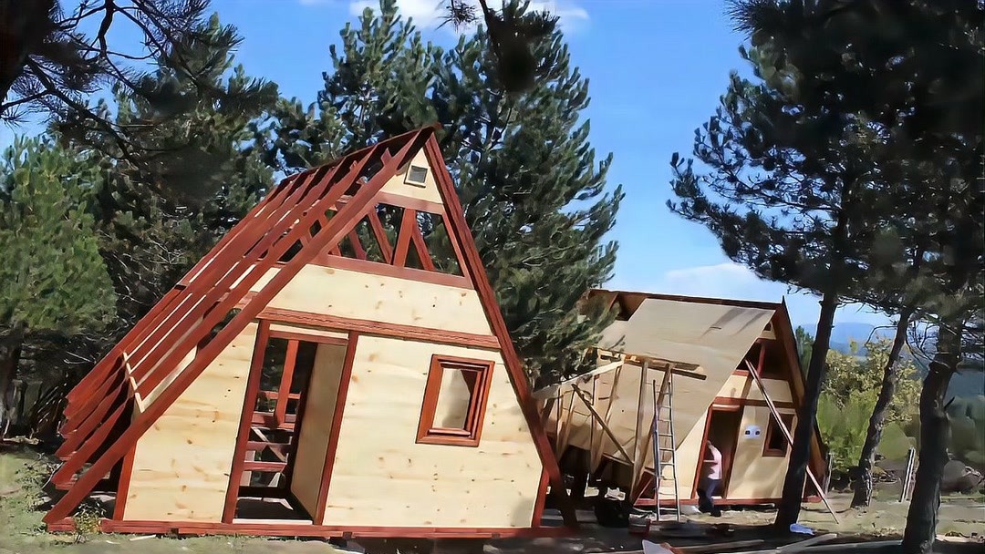 网红民宿三角木屋设计-35至55平米系列,附送三维图纸