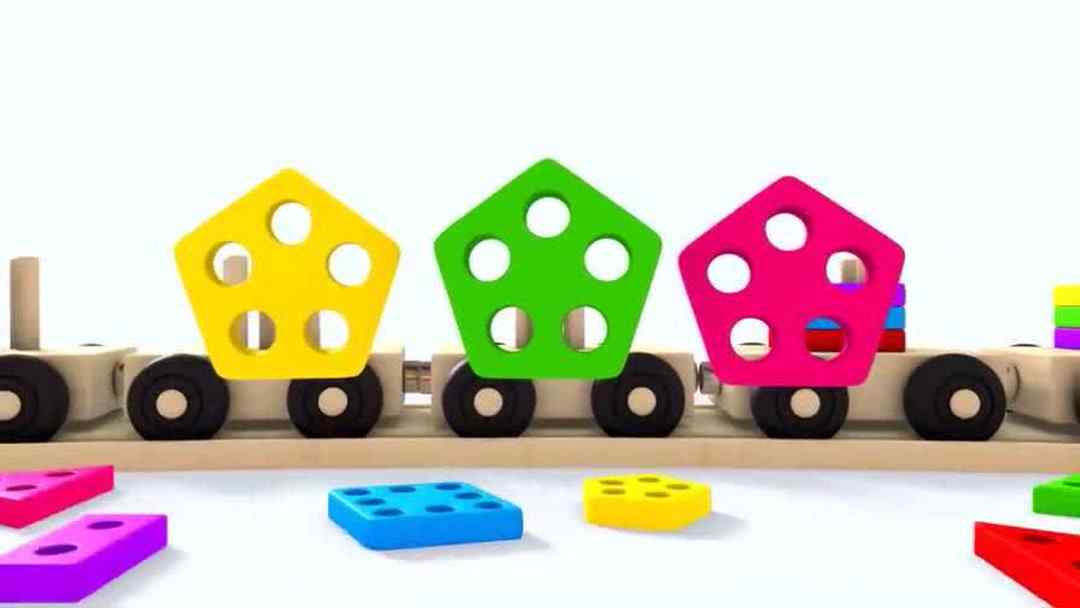 儿童动画,小火车拉着正方形心形星型菱形正方形圆形