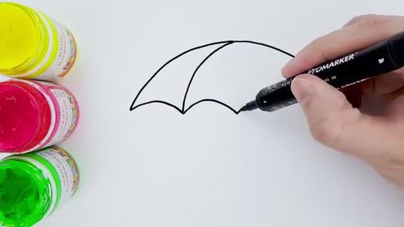 儿童简笔画:可爱的小雨伞