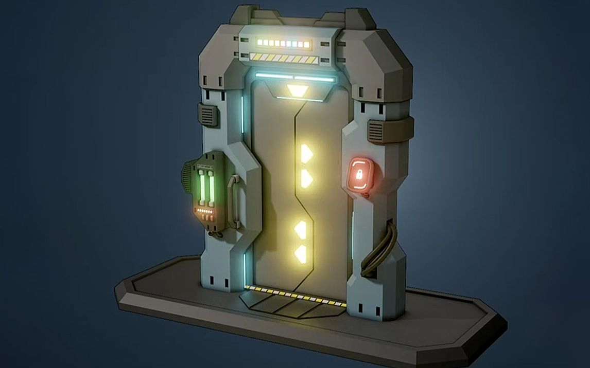 【3DMAX】次世代科幻门基础模型制作、3dmax新手建模案例