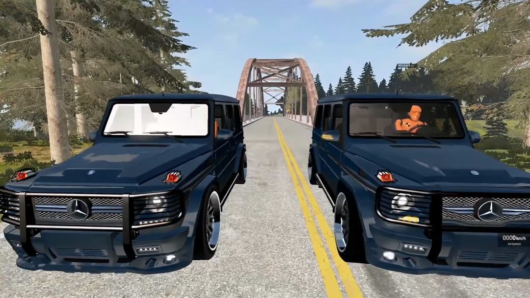 老司机和朋友驾驶奔驰G级玩高速追逐竞技比赛,车祸模拟器