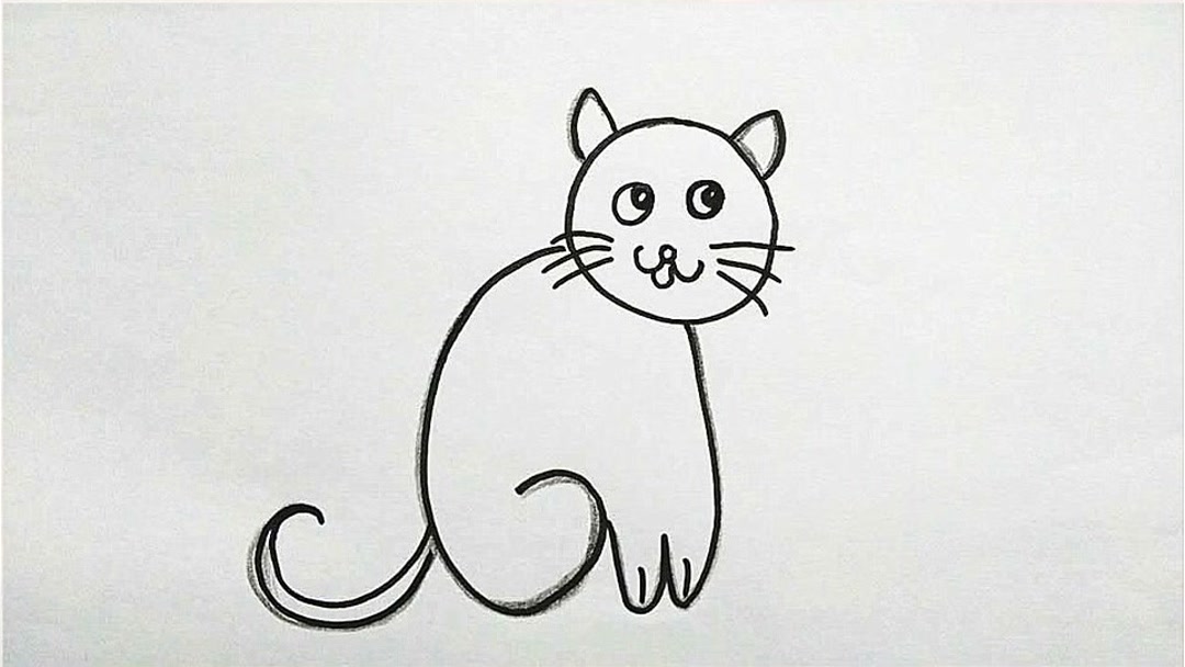 育儿简笔画:50秒画猫咪,只要2个数字1个字母!