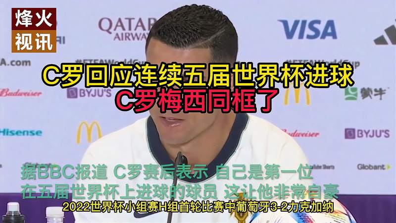 C罗回应连续五届世界杯进球 C罗梅西同框了