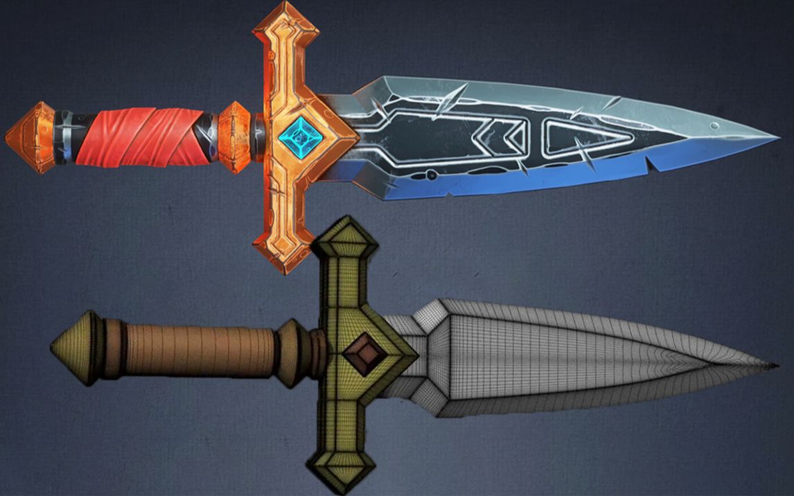 3DMAX建模:零基础学习游戏武器制作 max基础模型布线案例