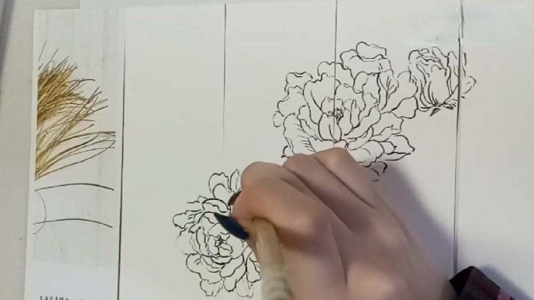 国画:牡丹书签,一支笔画完系列,不得不说毛笔吸水质量挺好!