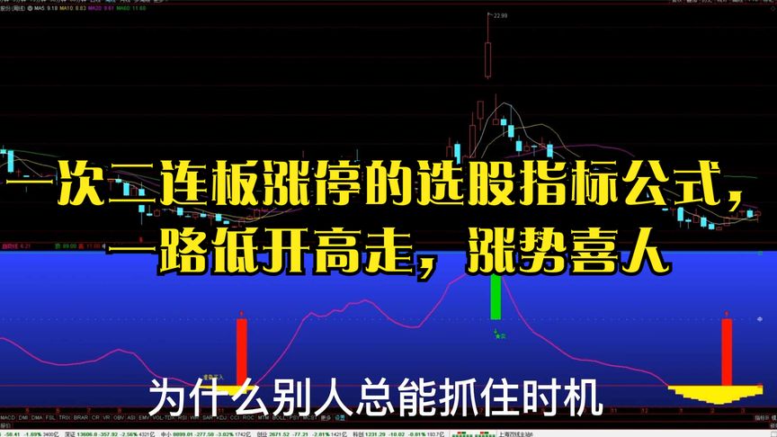 一次二连板涨停的选股指标公式,一路低开高走,涨势喜人