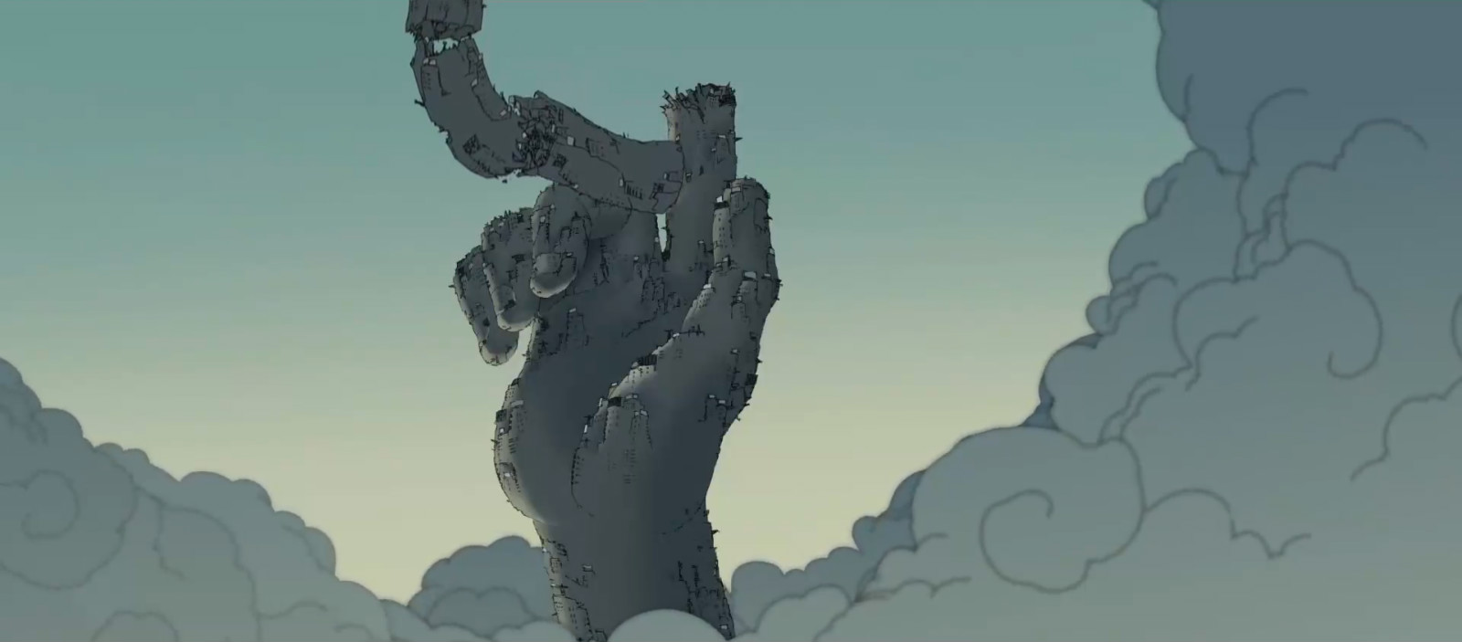 影视:未来世界,人们把楼房越盖越高,最后盖成了一只手的形状