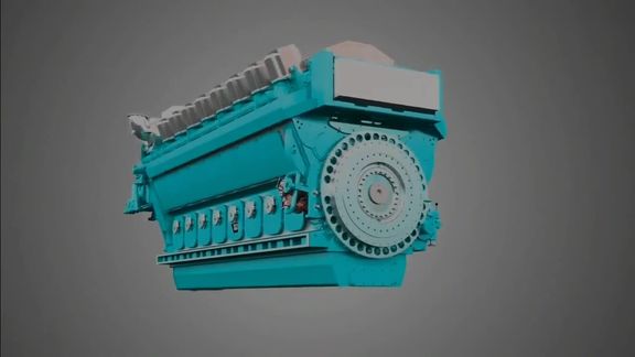 银行专用发电机组 天然气发动机的机械结构运行动画 三维视频