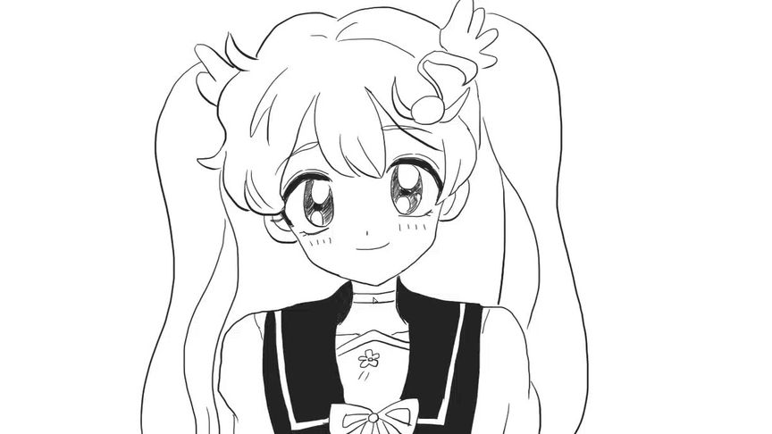 一双水灵灵大眼睛的女孩动漫简笔画