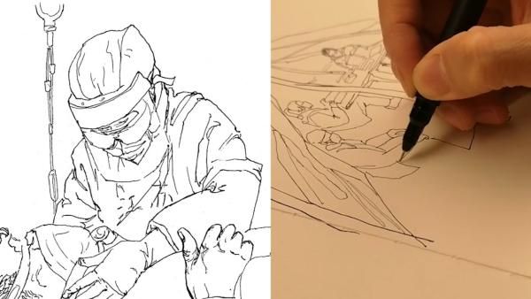 老师画疫情素描:让孩子记住保护我们的人