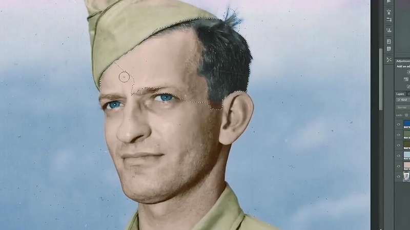 终于见到PS大神了,看他如何翻新70年前的老照片!佩服的五体投地