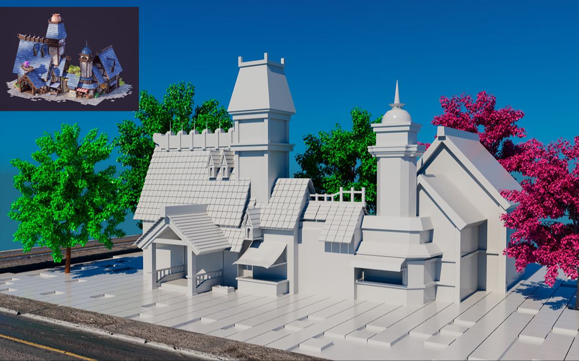 【maya场景建模】古建筑“饭馆”制作,零基础建模思路讲解