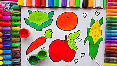 玩乐手工课 第153集宝宝学画画 彩色的蔬菜水果教学 少儿简笔画