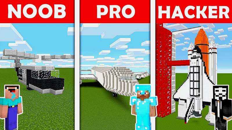 我的世界MC动画:新手vs老手战斗 宇宙飞船挑战