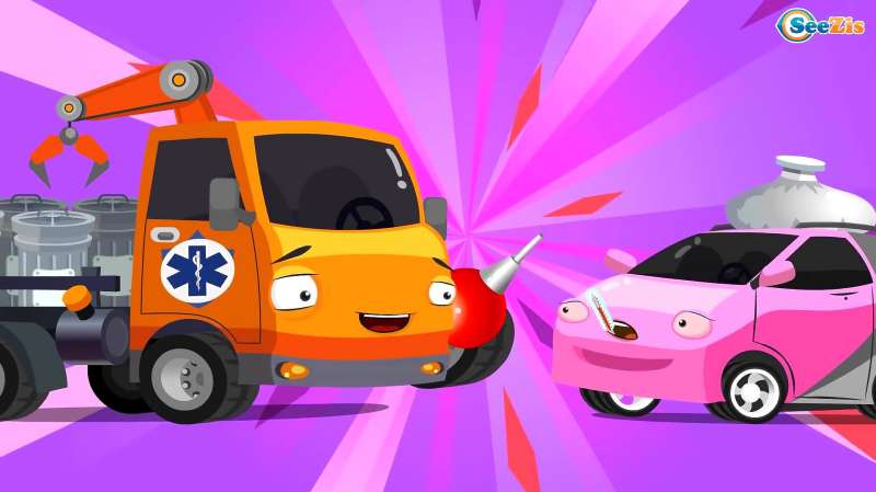 汽车卡通片:垃圾回收汽车 城市的清洁全靠它