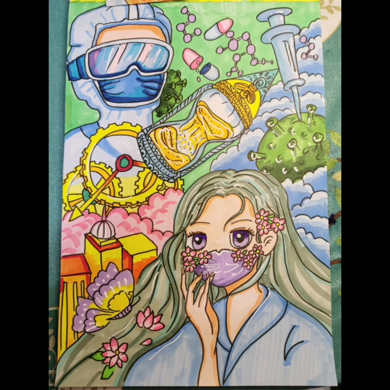 抗疫主题绘画——期待