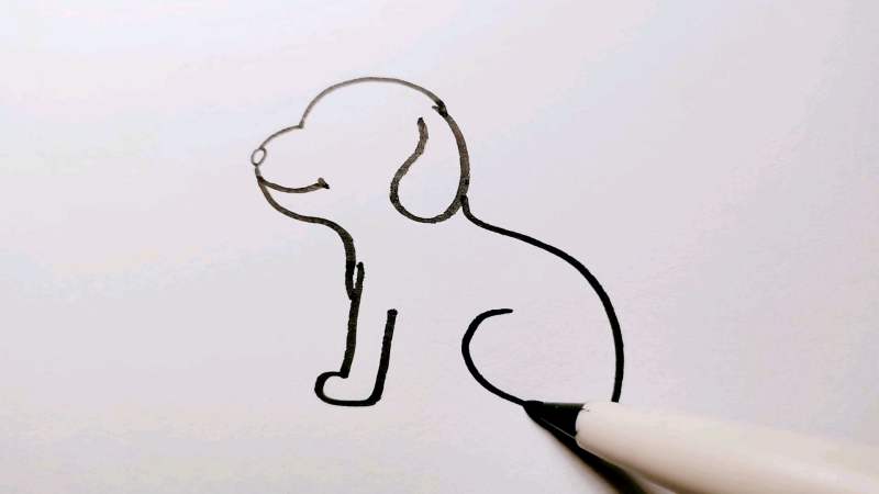 很简单的小狗简笔画