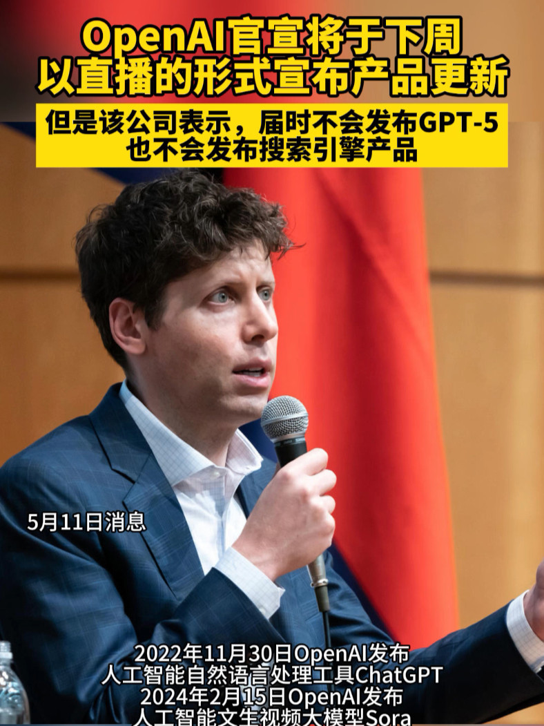 OpenAI官宣将于下周宣布产品更新但
