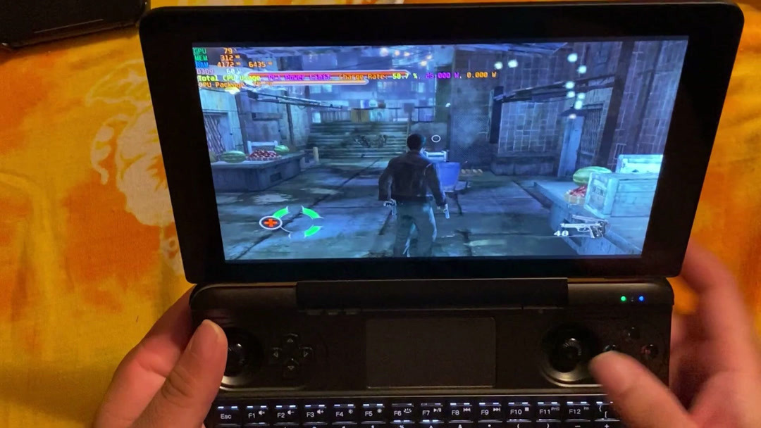 美国玩家:用 GPD WIN Max 测试《枪神》默认设置,1280×800 分辨率,...