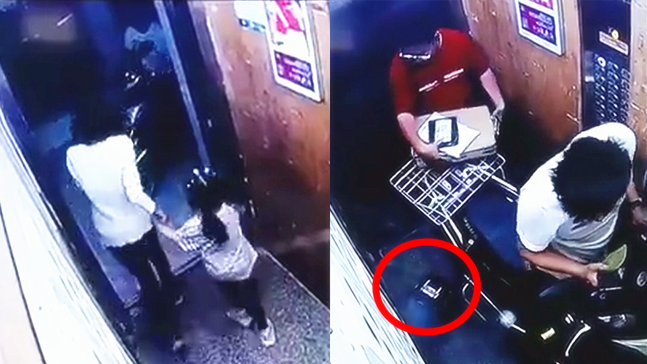 监拍:合肥一小区电动车电池在电梯内起火 母女幸运逃过一劫!