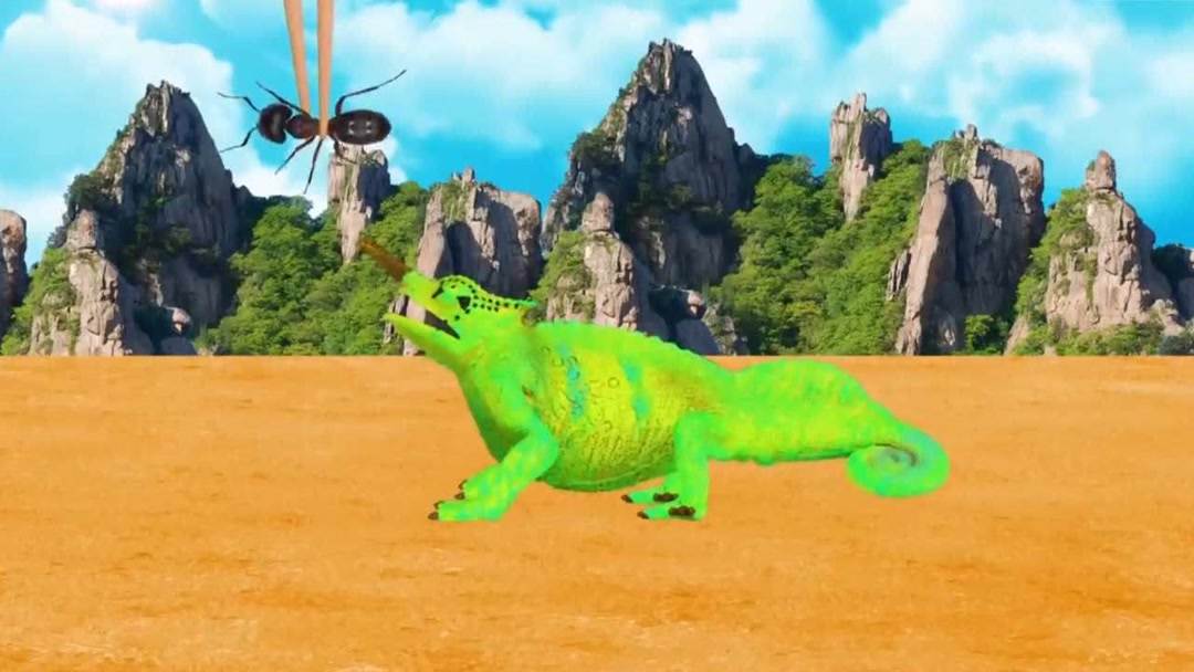 学习认识动物:伞蜥蜴,蜥蜴,变色龙,乌龟等爬行动物,儿童动物